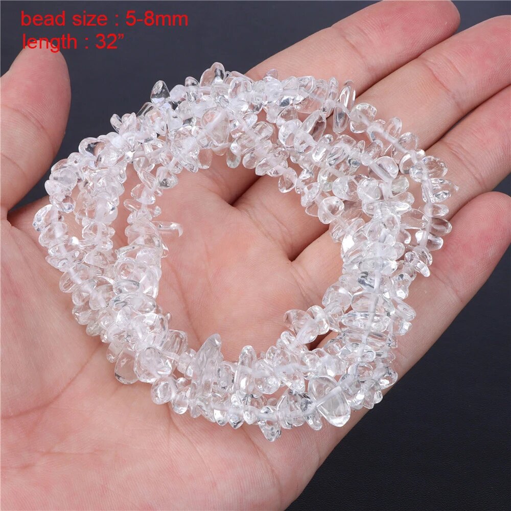 Бусины из прозрачного кварца, белый, 5-8mm, NO.22