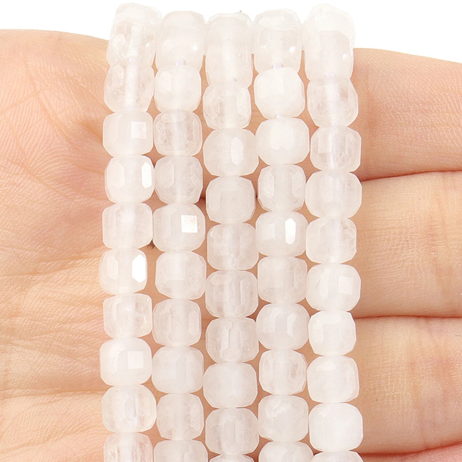 Граненый натуральный турмалин 5 мм квадратные бусины nociuciu Белый, white jade