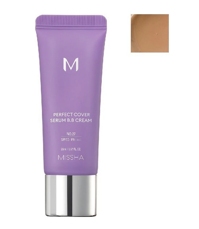 BB-крем MISSHA М тональный Perfect Cover Serum с антивозрастной сывороткой для сияния кожи, SPF50 /PA, тон 27 honey beige, 20 мл