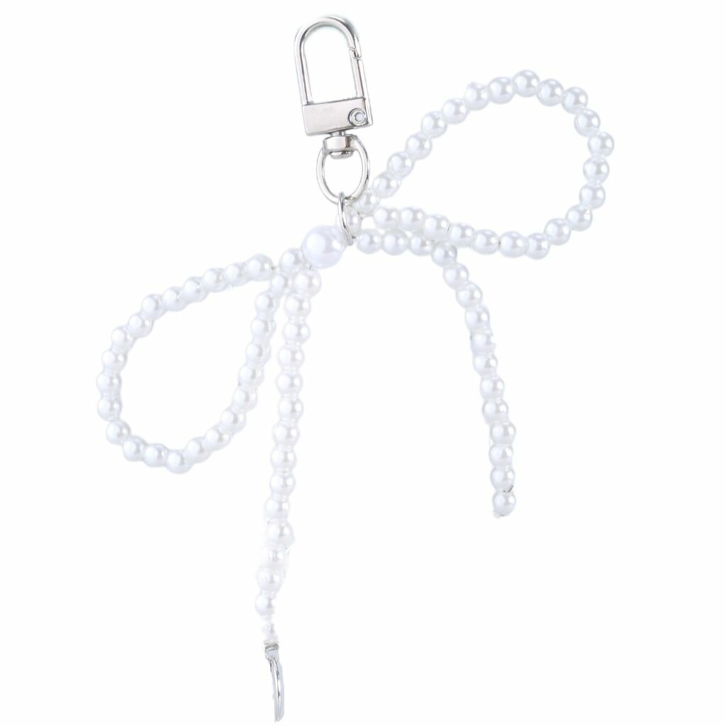 Брелок для мобильного телефона с подвеской из бисера и жемчуга-белый