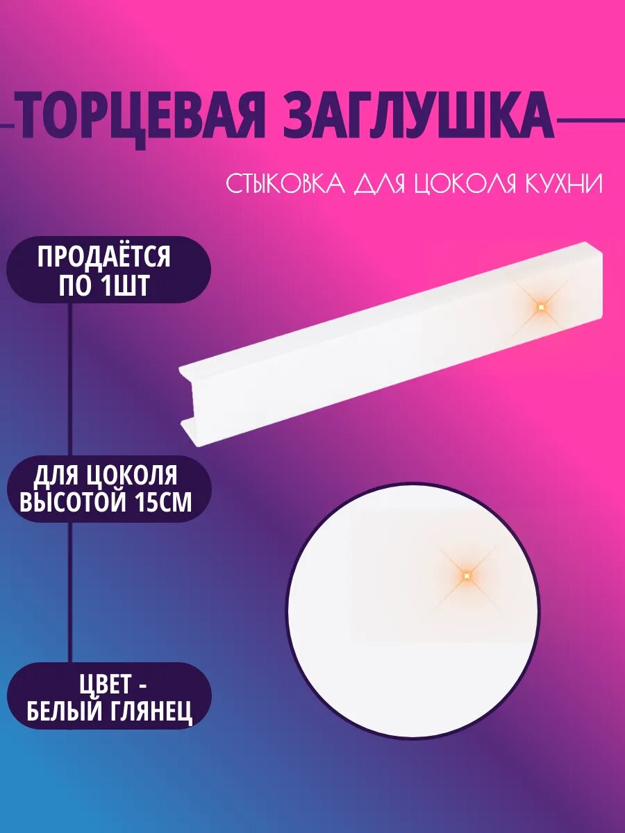 Заглушка для цоколя высотой 15см. Цвет-Белый глянец