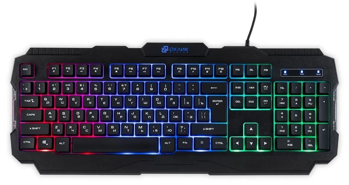 Клавиатура Оклик 757G HW2 черный USB for gamer