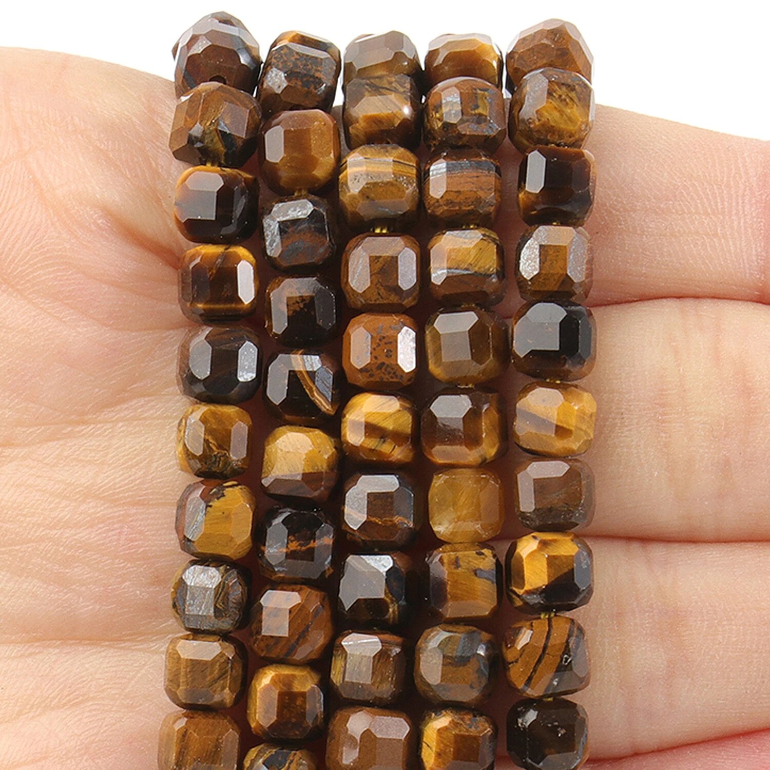 Граненый натуральный турмалин 5 мм квадратные бусины nociuciu Коричневый, yellow tiger eye