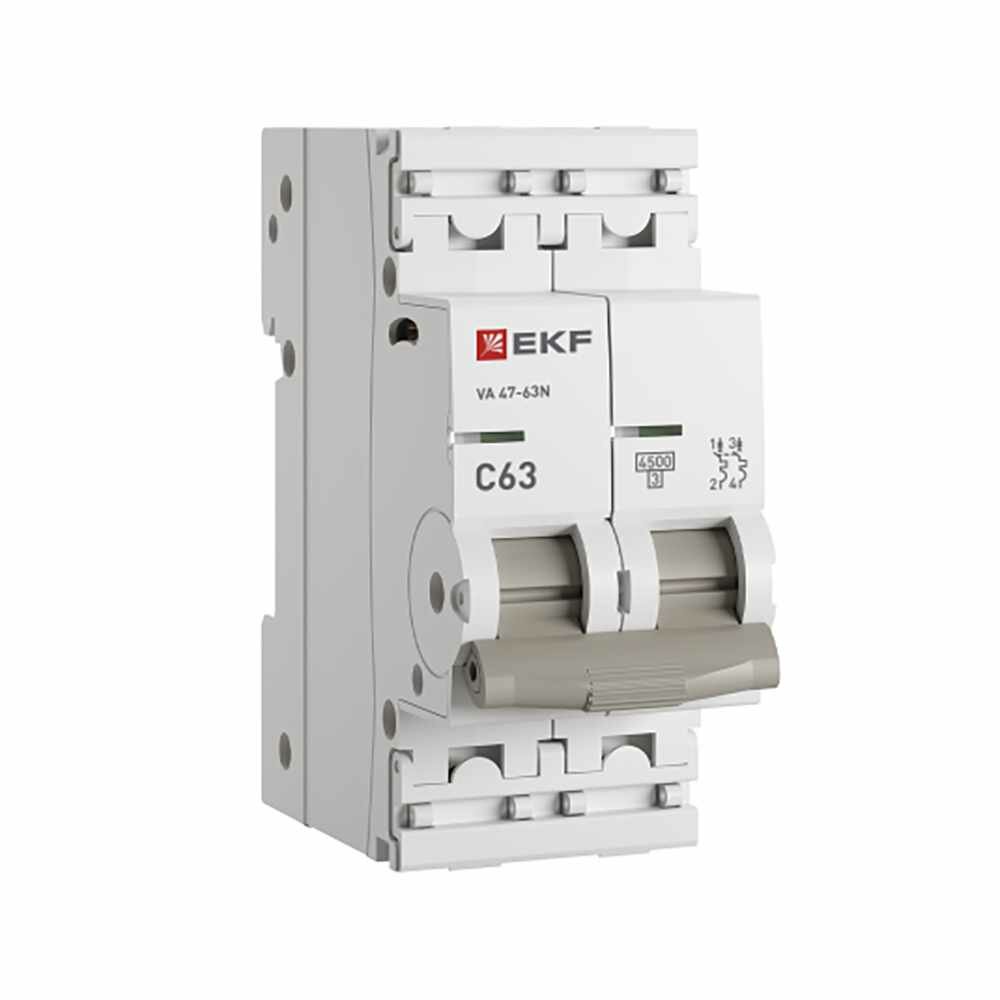 Выключатель автоматический EKF 2п под опломбировку 4,5 кА 63 А С