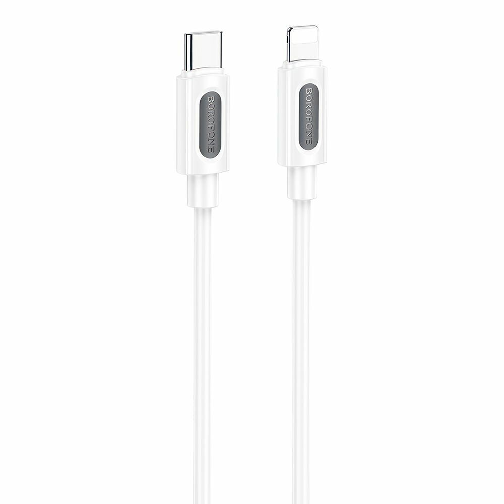 USB-C кабель Borofone BX114 Structure Lightning 8-pin, 3А, PD27W, 1 метр, силикон, белый