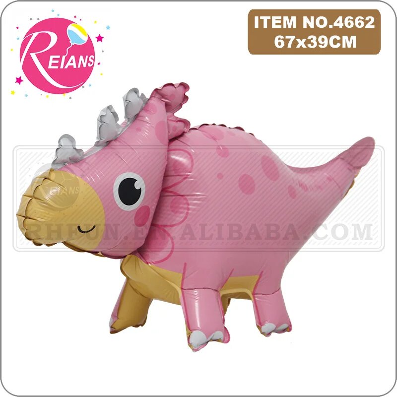 Розовый фольгированный динозавр 67x39см, Item No.4662