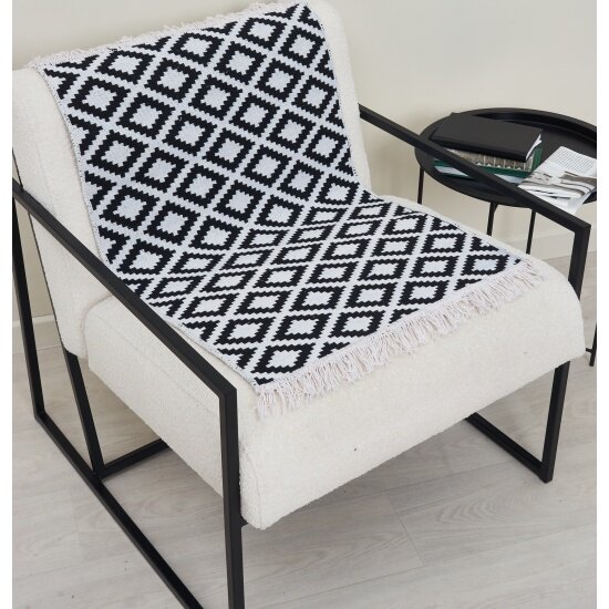 Коврик L'cadesi Kilim GOLD из хлопка 60x120 черно-белый