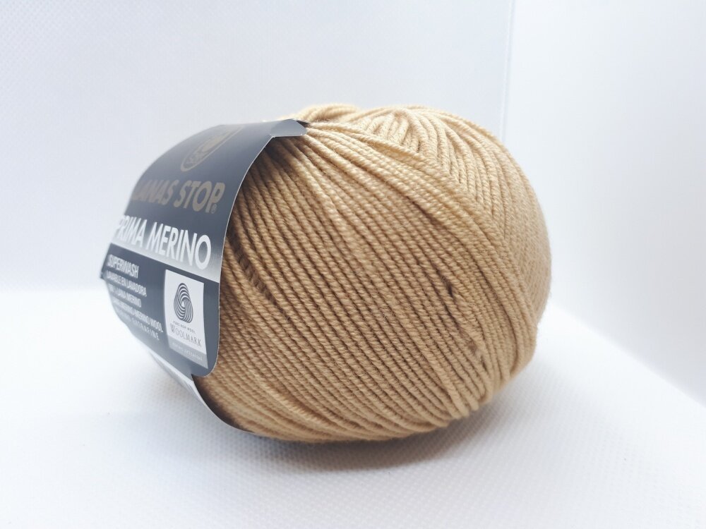 Пряжа Prima Merino Lanas Stop цвет 704 бежевый, 5шт*(185м/50г), 100% мериносовая шерсть экстрафайн супервош
