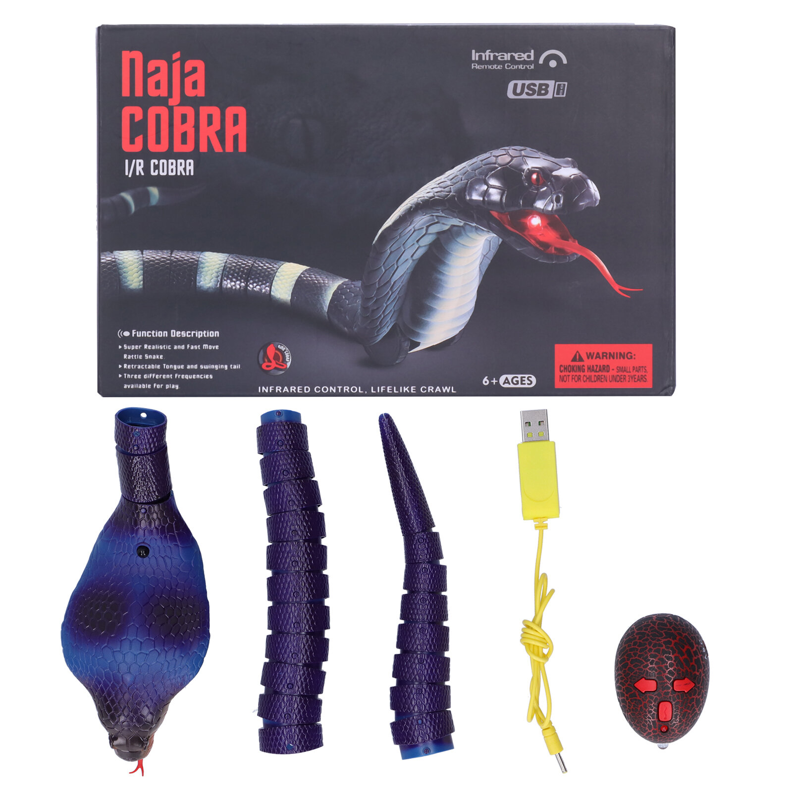 Игрушка-змея с инфракрасным дистанционным управлением, имитация змеи, электрическая игрушка-трюк, синяя