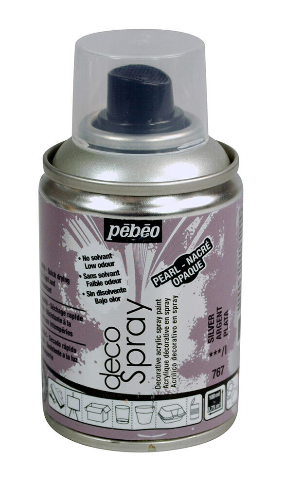 Краска на водной основе Pebeo decoSpray, (аэрозоль), 100 мл, под серебро