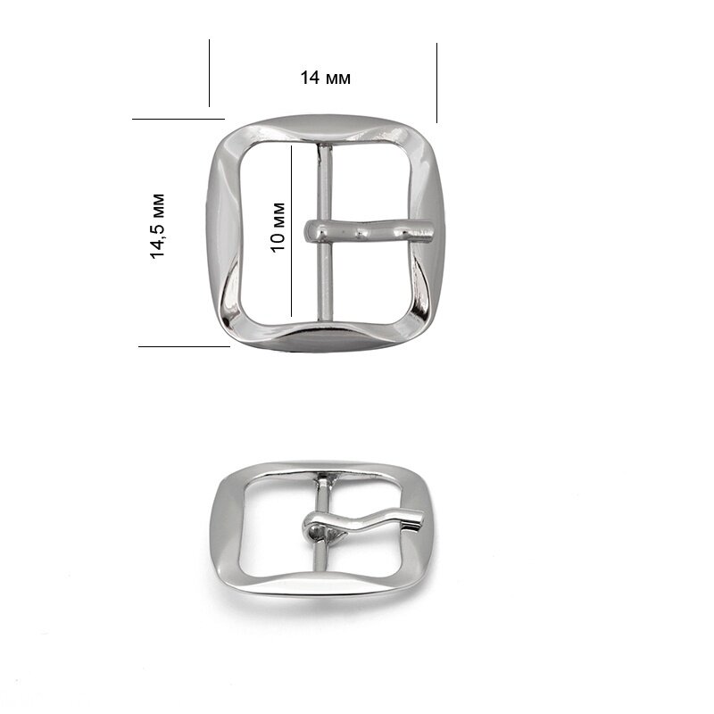 Пряжка металлическая TBY 14х14,5 мм, внутри 10 мм, цвет никель, 20 шт (TBY.1667. НИК.20)