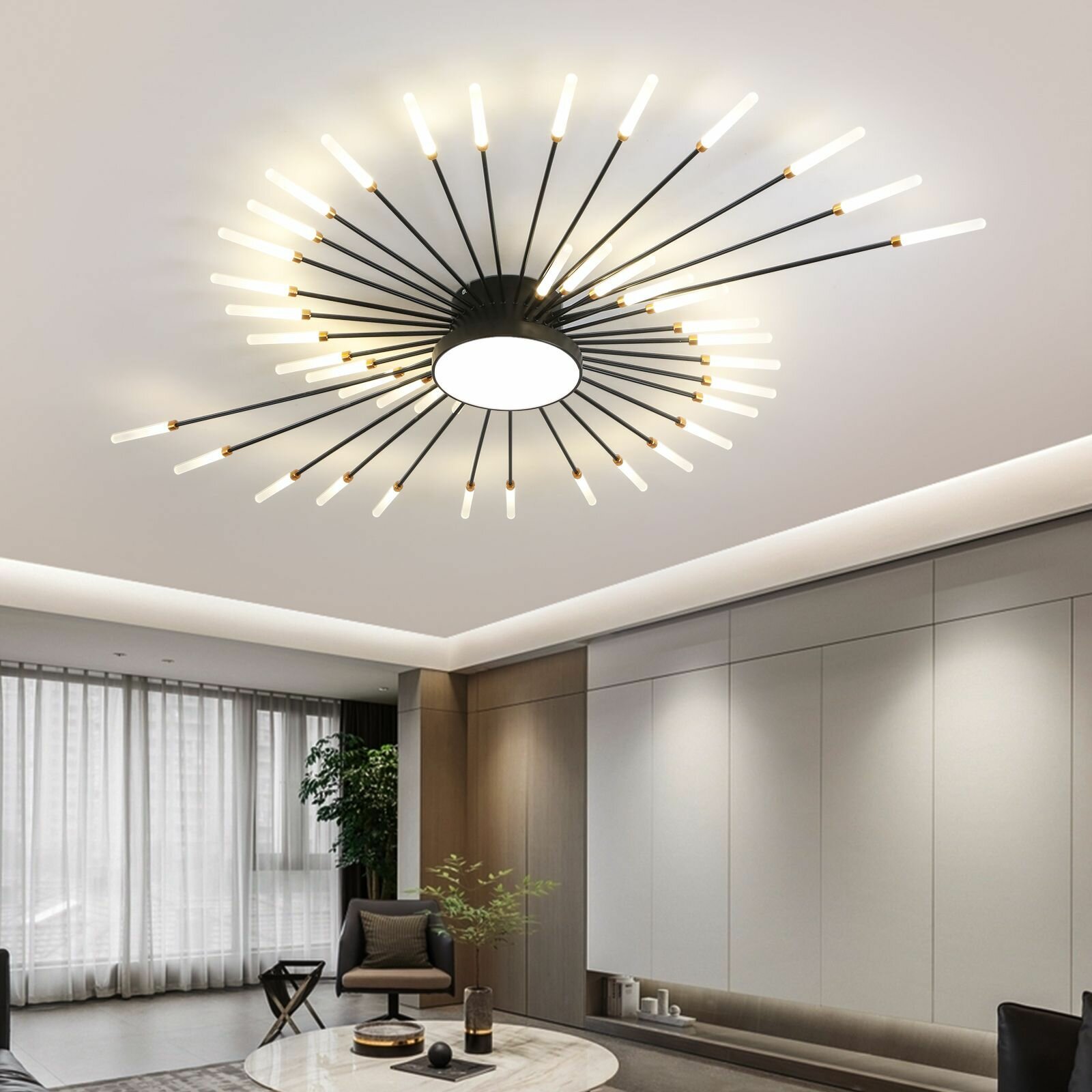 Светодиодный потолочный светильник, Потолочная люстра с дизайном фейерверка, 62Bt