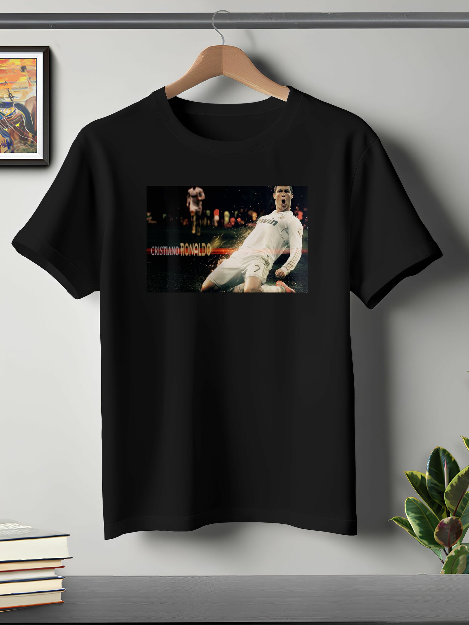 Футболка  Детская ONEQ 146 (11-12) размер с принтом Cristiano Ronald, черная