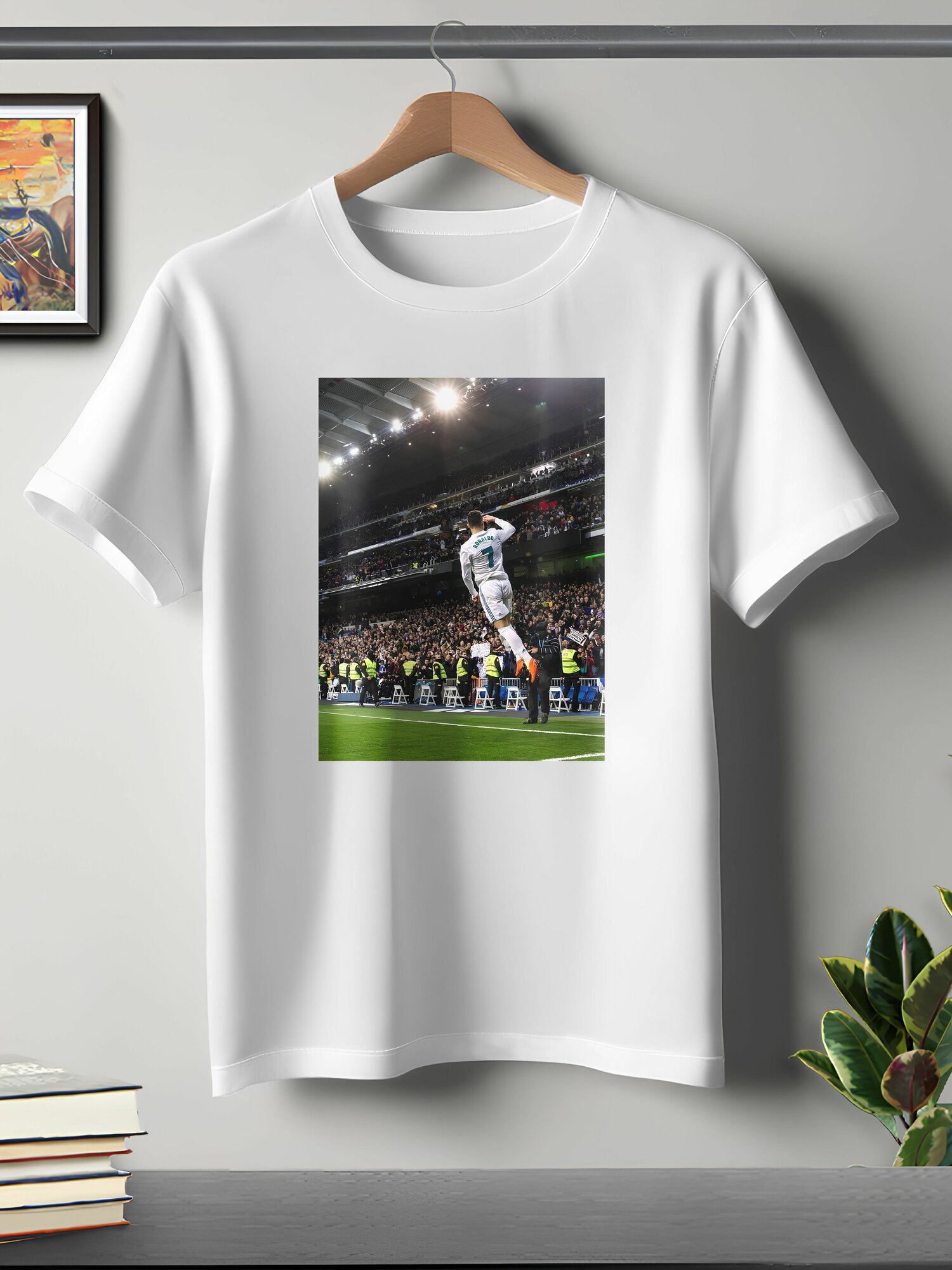 Футболка  Детская ONEQ 146 (11-12) размер с принтом Cristiano Ronaldo, белая