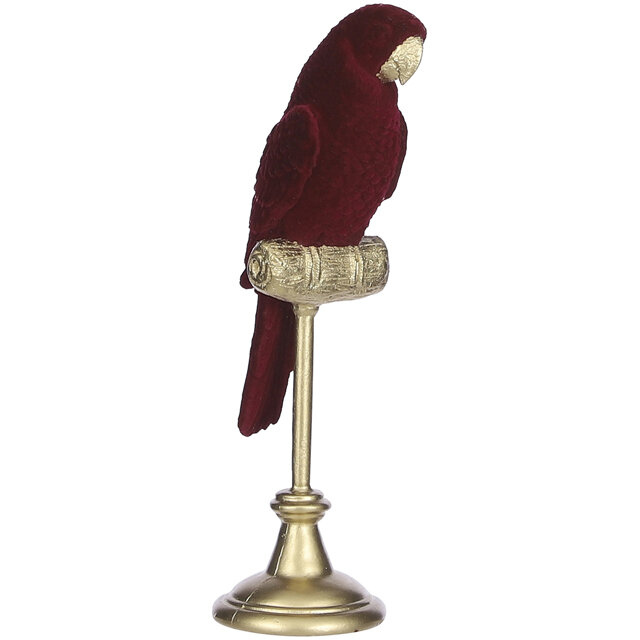 Декоративная статуэтка Попугай Даарио на золотой жёрдочке 28 см, бордовый, Edelman, 1084477