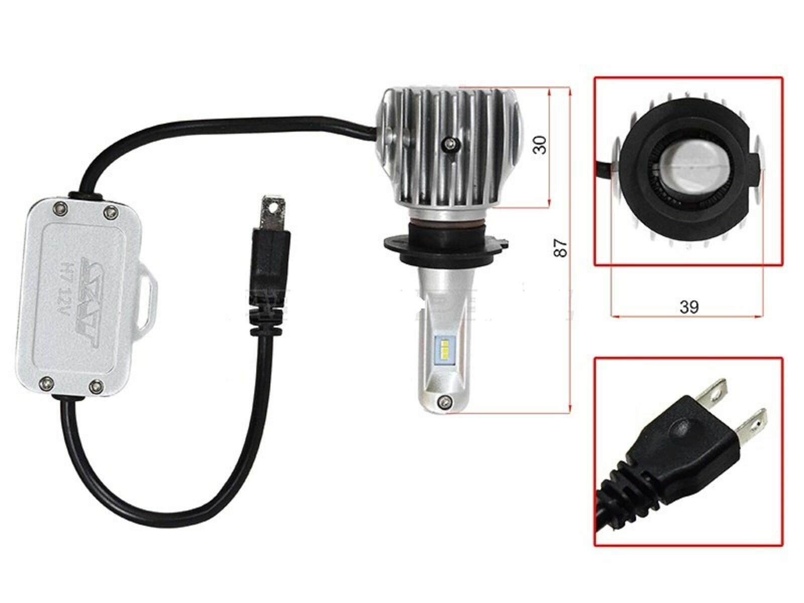 Комплект светодиодных ламп H7 20W/1800LM Canbus LED