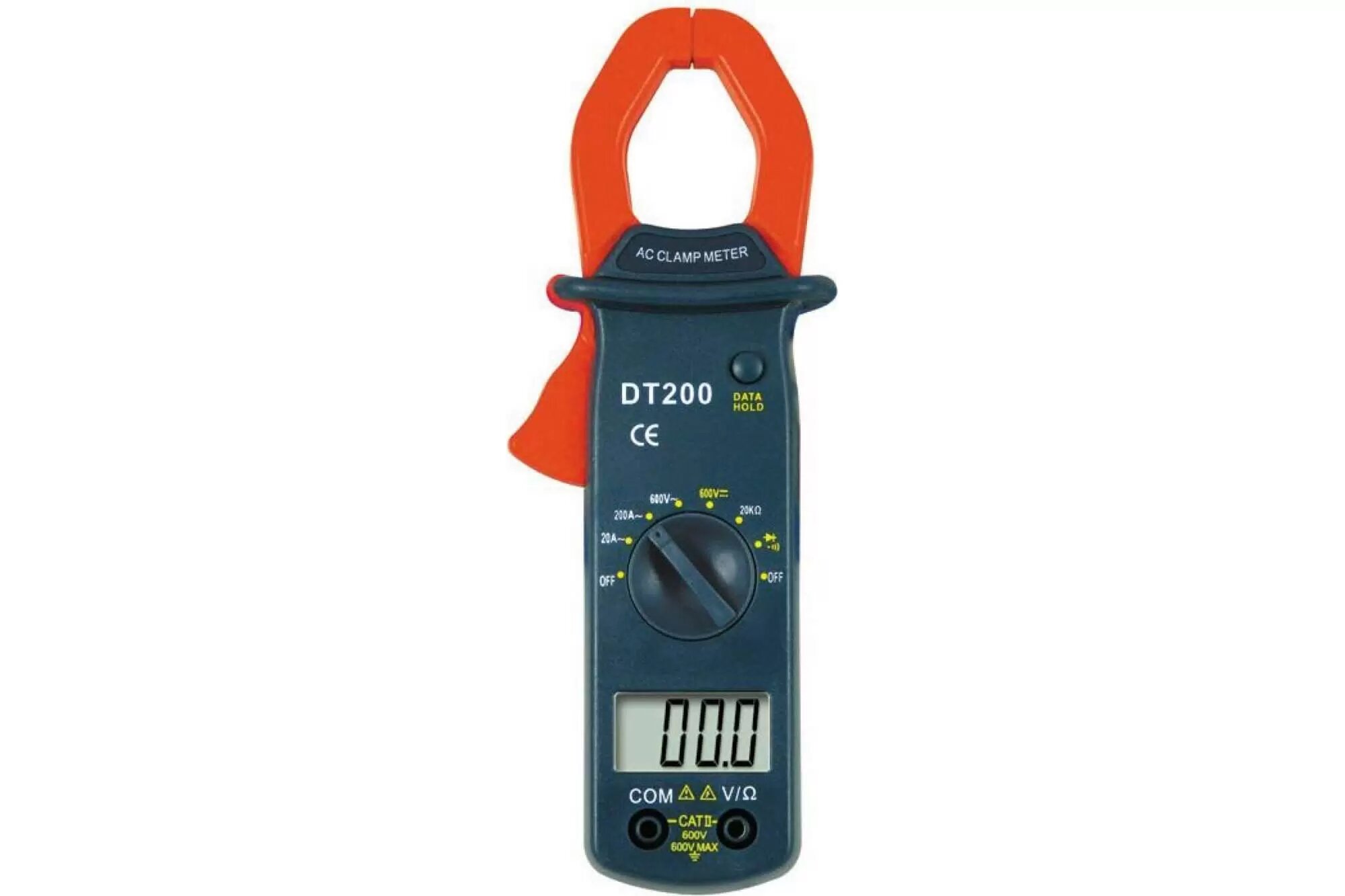 Токовые клещи DT200, измерения силы переменного тока, постоянного/переменного напряжения, сопротивления.
