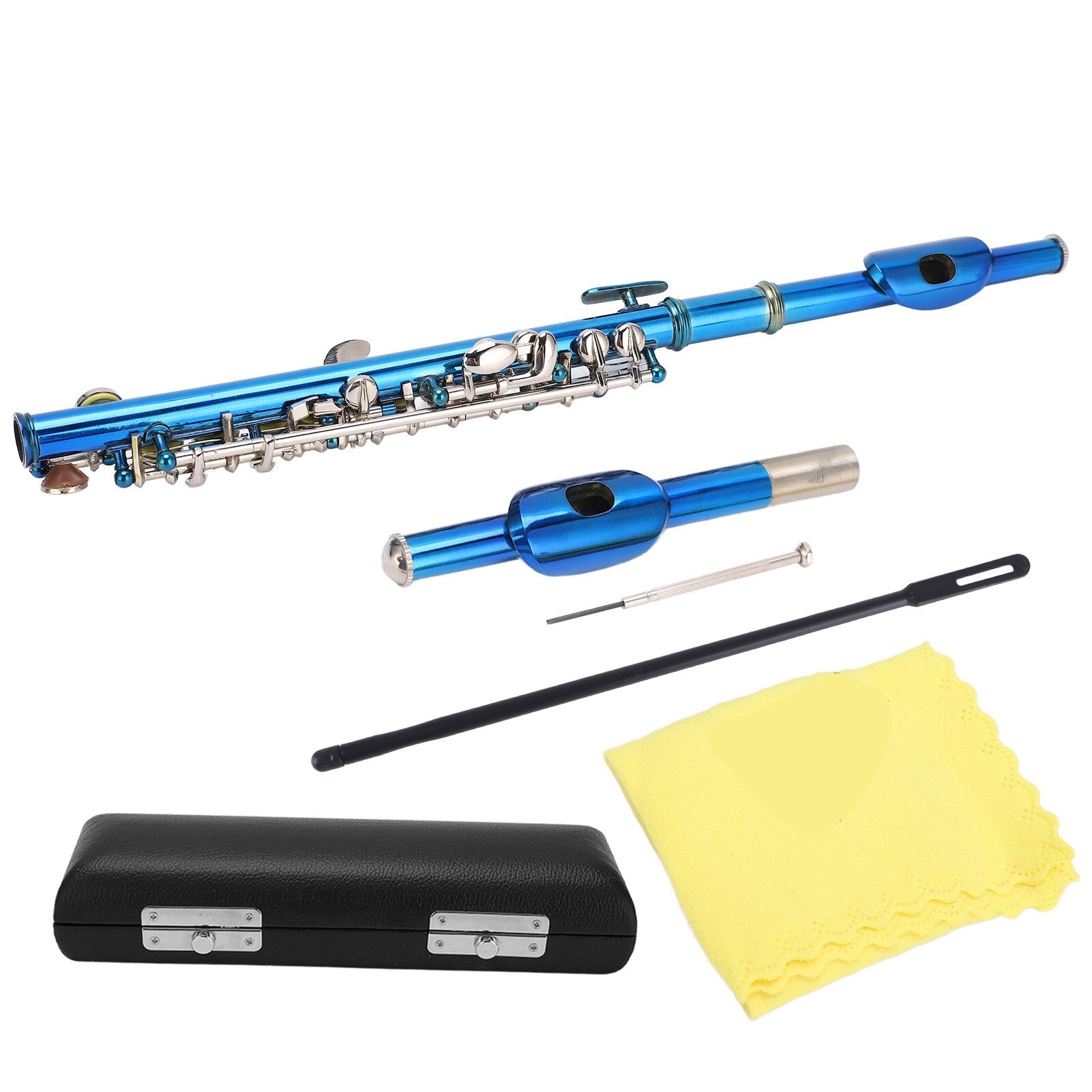 Флейта-пикколо из медно-никелевого сплава, синяя, тональность ми, французская, 6 отверстий. Инструмент для начинающих.