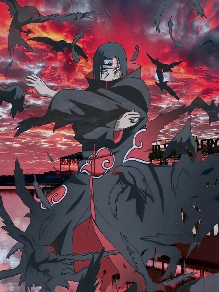 Алмазная картина "Учиха Итачи" алмазная огранка 40х50 см,40X50CM, белый