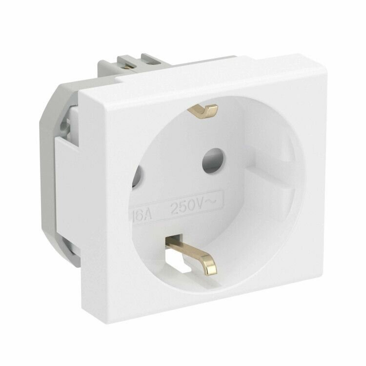 Розетка силовая DKC Viva 1 пост, (2Р+Е), 16А 250В IP20 Скрытый монтаж, Винтовой зажим, Евровилка 45005 Заземление, Защитные шторки, Глянцевая, белый цвет (комплект 4 шт.)