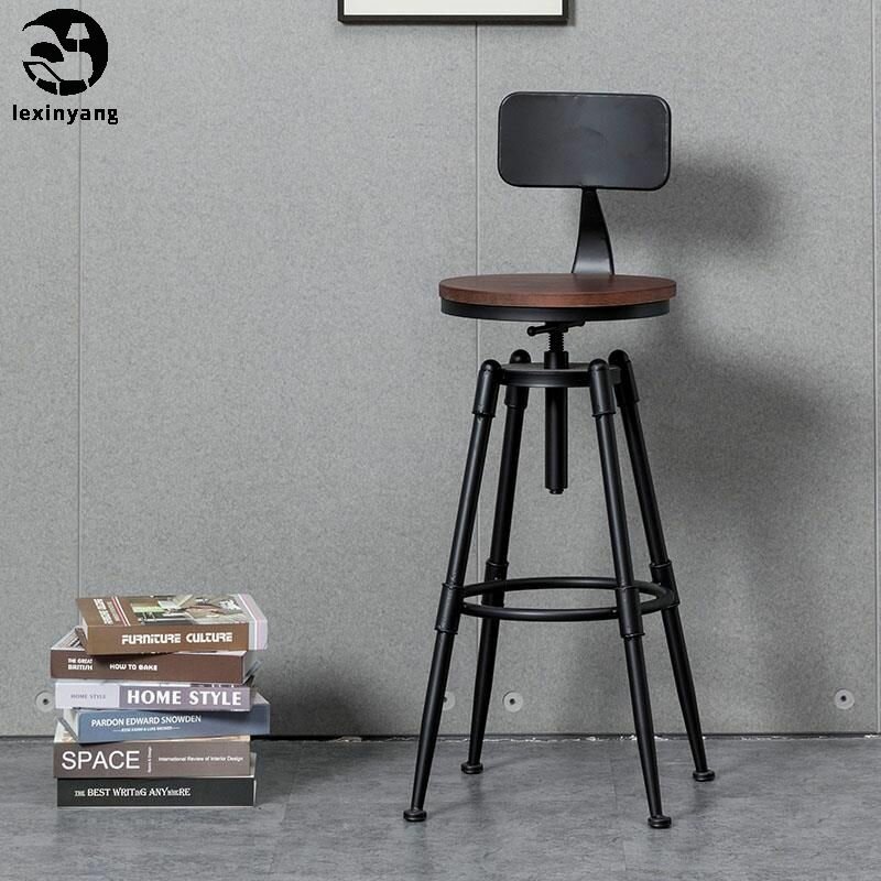 Вращающийся подъемный барный стул в американском ретро-индустриальном стиле