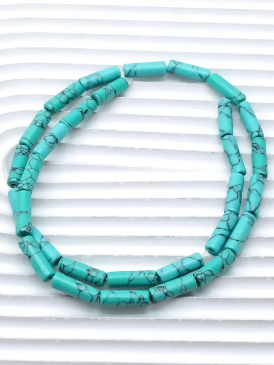 1580 Настоящие бирюзовые бусины форма длинная трубка 13x4 мм
