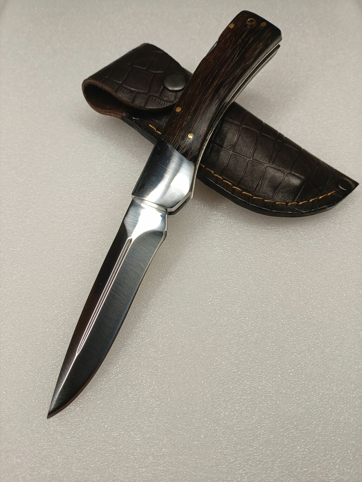 Нож складной Коготь сталь 65x13 длина 24см ручная работа ножны натуральная кожа в комплекте