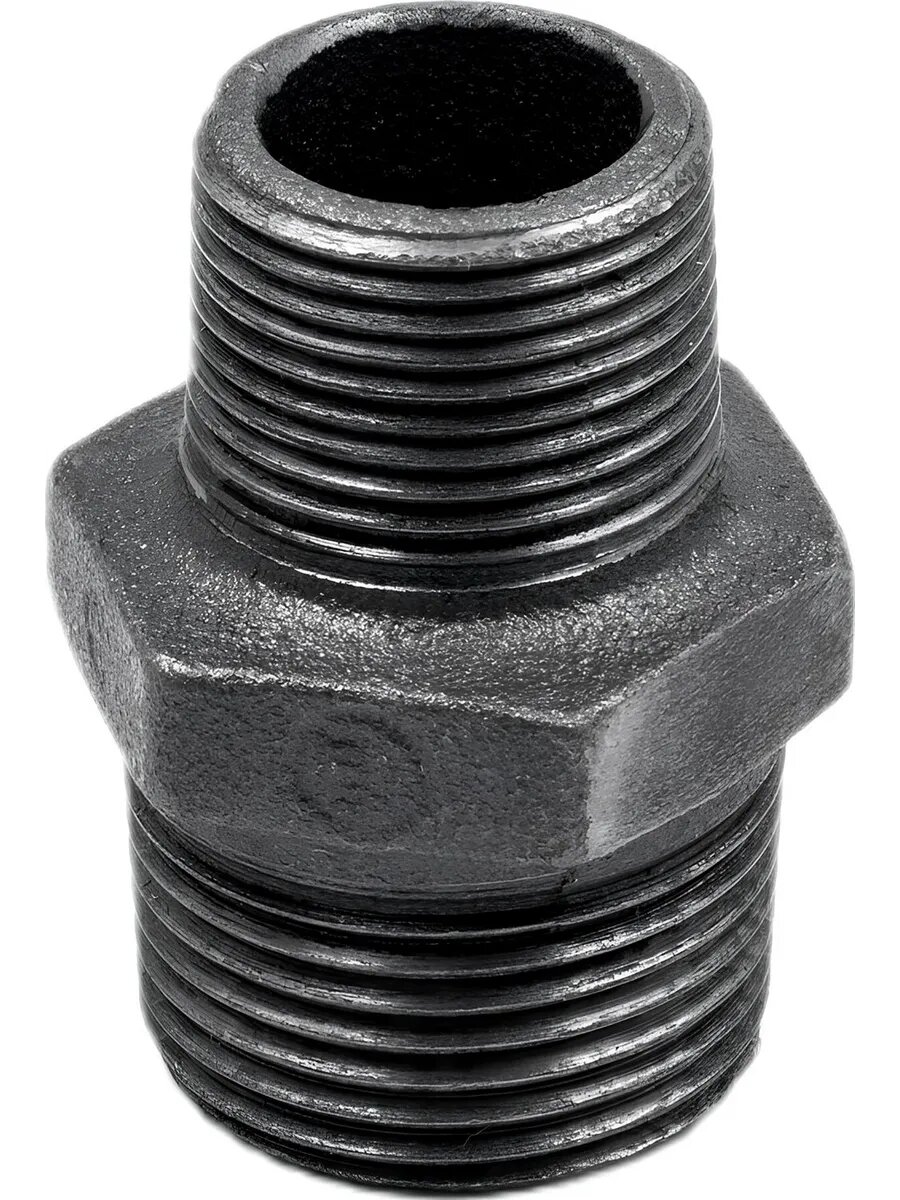 Ниппель чугунный редукционный с наружной резьбой 1"х1/2" AV ENGINEERING черный (AVEC501000112)