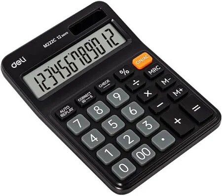 Калькулятор настольный Deli Askend EM222C черный 12-разр