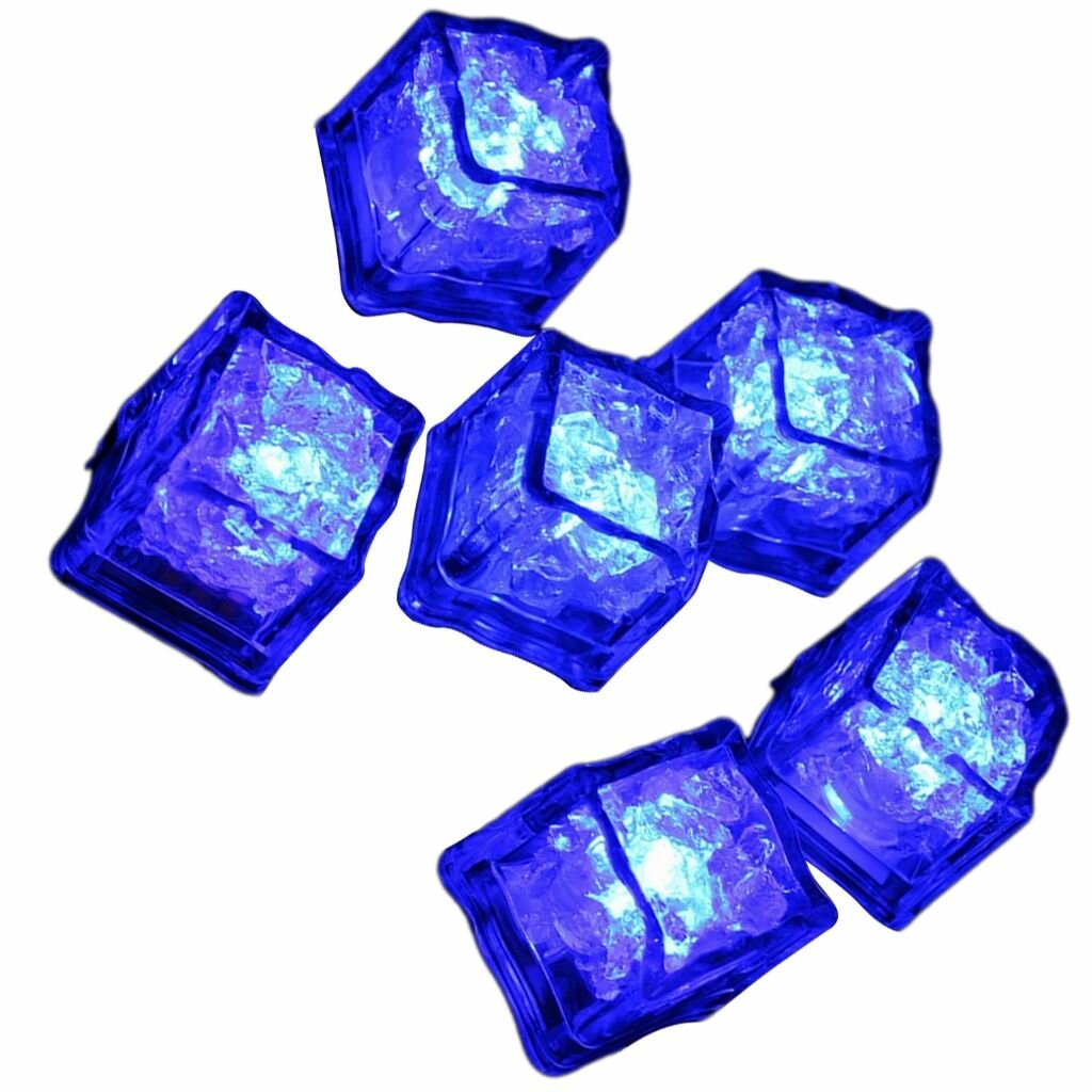 Набор из 12 водонепроницаемых светодиодных аксессуаров для напитков, украшений для вина, активируемых водой, уникальных светящихся форм для льда, барных принадлежностей, Синий