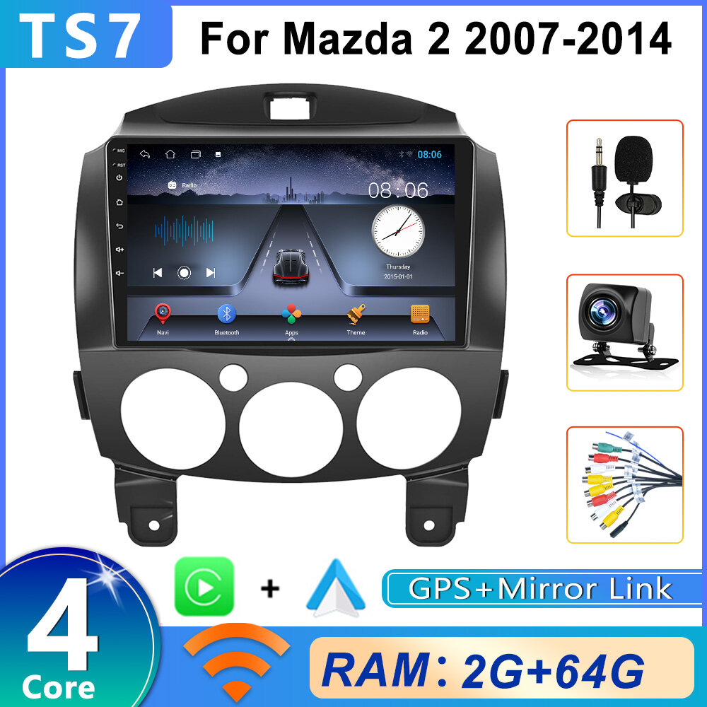 Магнитола для Mazda 2 2007-2014/ Автомагнитола Андроид Шевроле Мазда 2 2007-2014 Wifi Bluetooth Gps навигатор Мультимедиа автомабиля