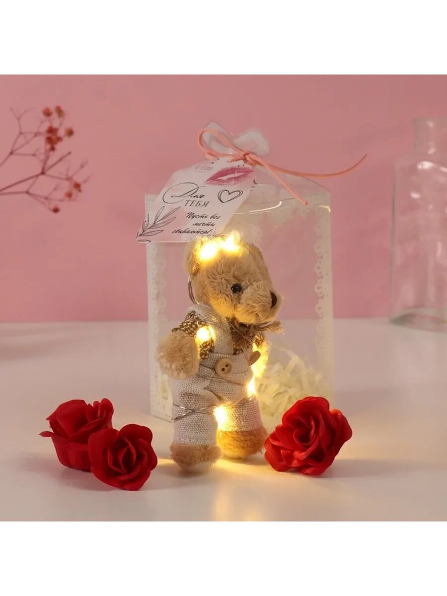 Элегантный набор мыльных роз и мягкого мишки