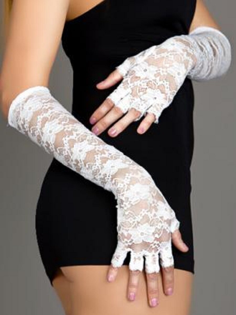 Перчатки Erohot Collection, гипюровые, женские, без пальчиков, белые, 36 см