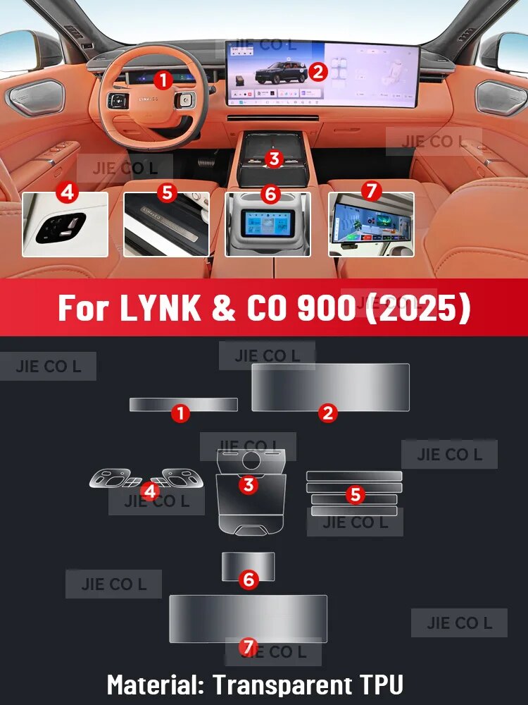 Защитная пленка на центральную консоль LYNK & CO 900 2025, Size: Right rudder driving