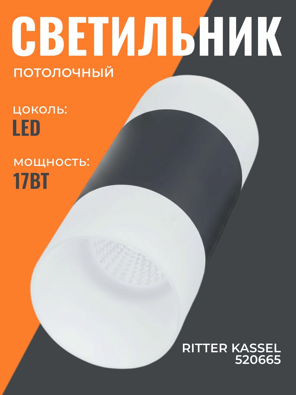 Потолочный светильник Ritter 17Вт белый/черный
