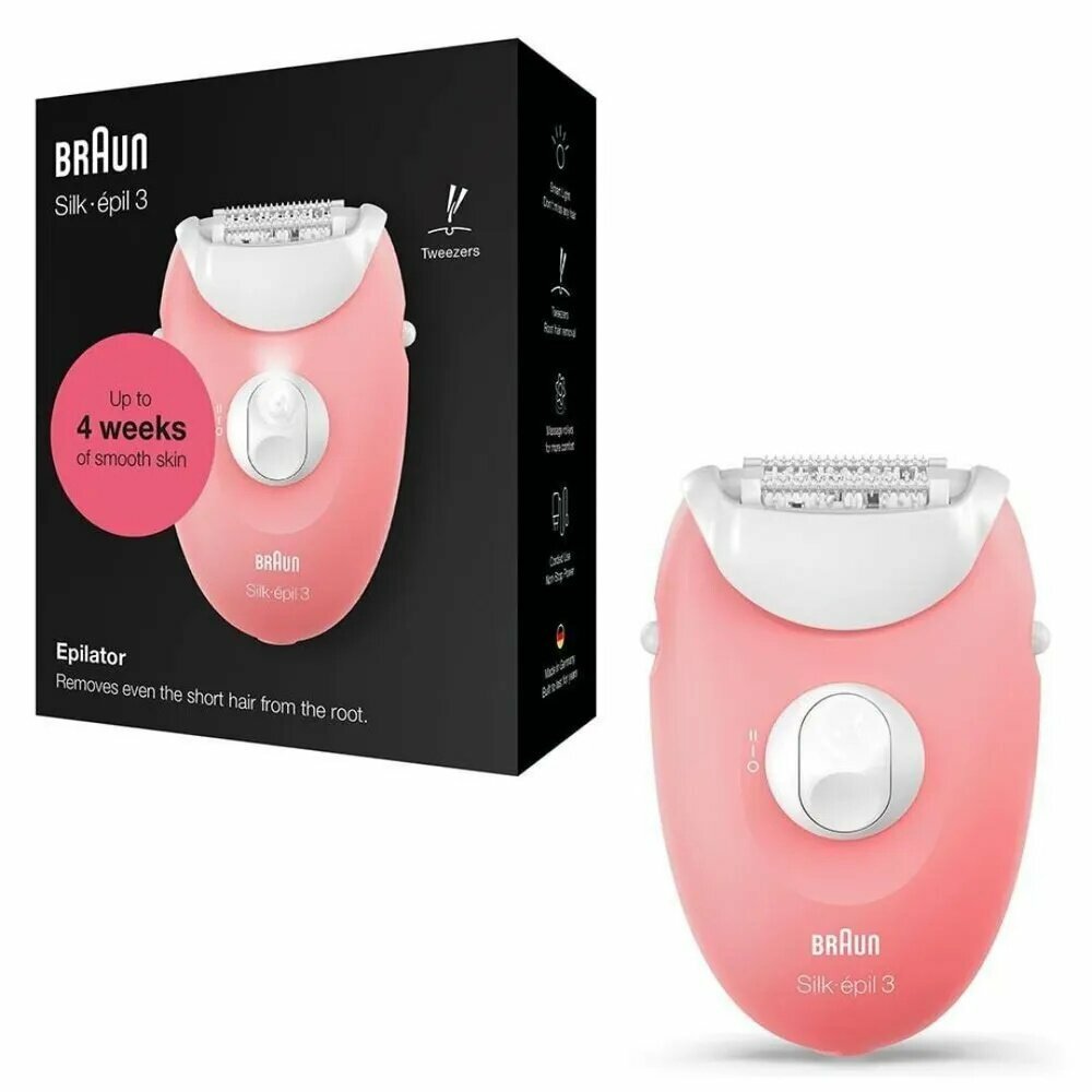 Braun Эпилятор Silk-pil 3 3176 Smartlight, 2-в-1, 2 скорости, проводной, сухого использования
