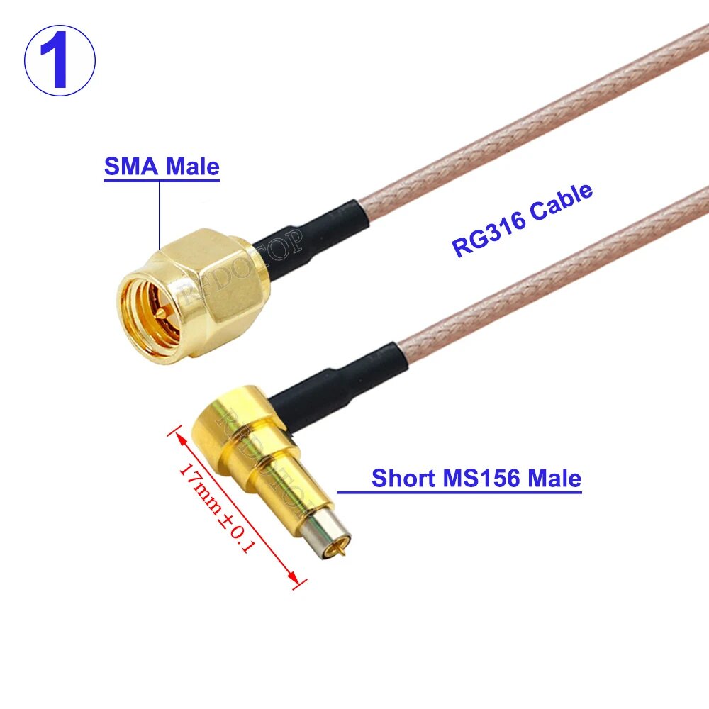 Коаксиальный кабель RG-316 MS156 M - SMA M, 15см