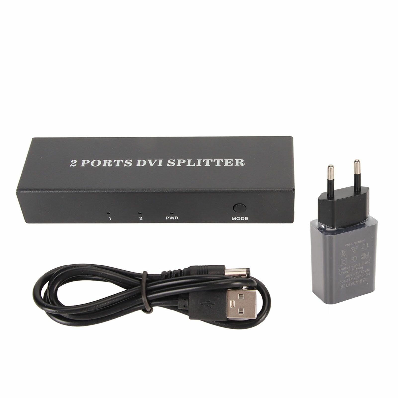 Разветвитель DVI 1x2, 2-портовый видеоразветвитель, 1 вход 2 выхода, поддержка разрешения 1920x1440 для ПК, ноутбука, DVR, проектора, HDTV с вилкой ЕС