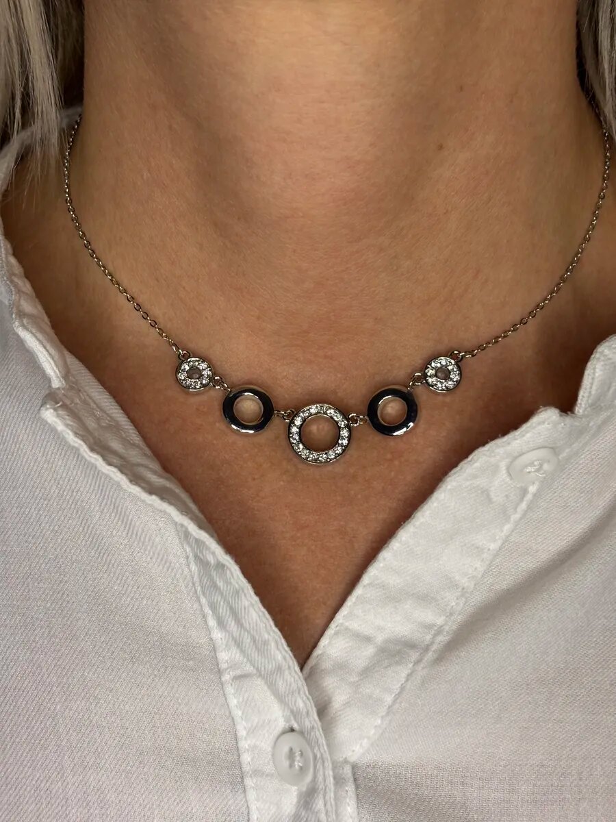 Комплект бижутерии: серьги, колье, фианит