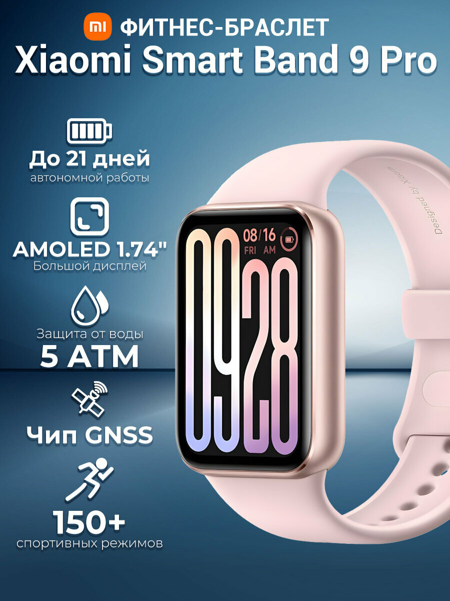 Фитнес браслет Xiaomi Smart Band 9 Pro Rose Gold (BHR8714GL), globla