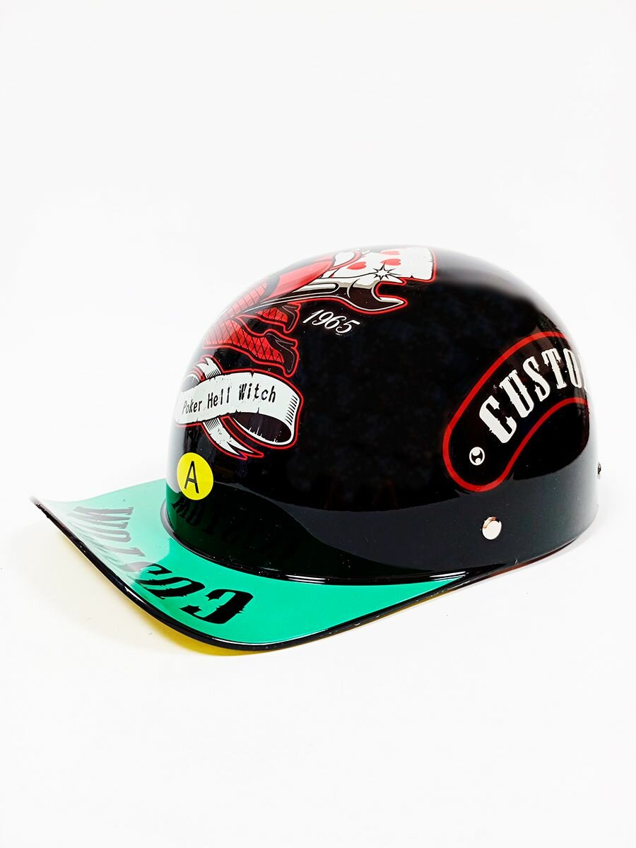 Ретро мотошлем с загнутым козырьком / Мотоциклетная шлем-каска snapback