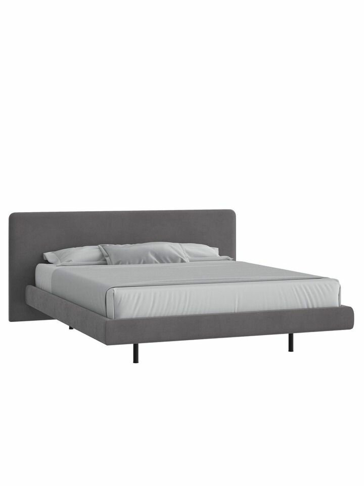 Двуспальная кровать "Палермо" 180х200 без подъемного механизма и ящика для белья микровелюр серый