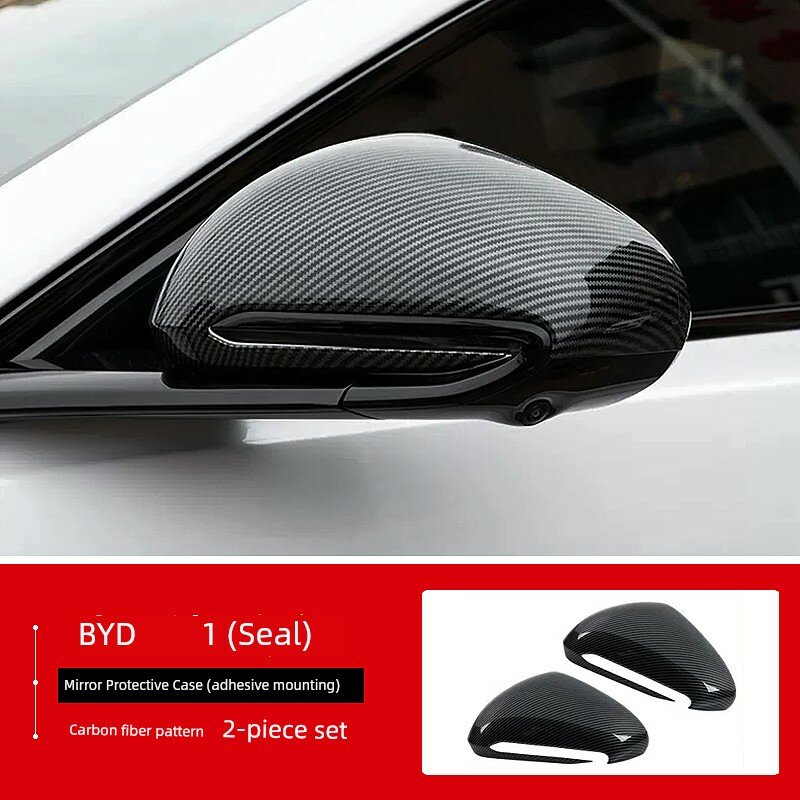 Накладки на боковые зеркала для BYD Seal комплект карбоновая текстура полная обшивка защита от царапин корпус зеркал