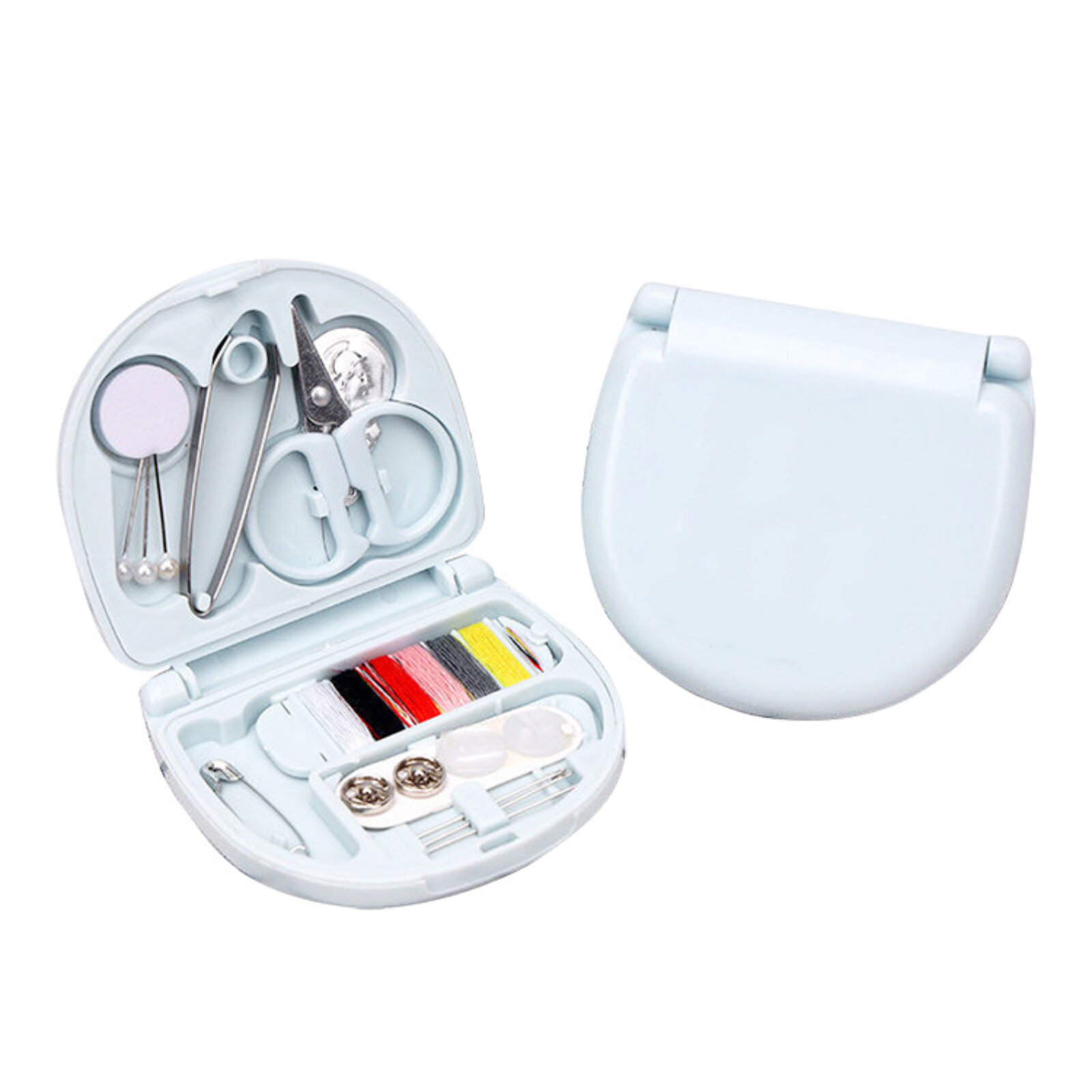 Комплект для шитья удобный маленький комбинированный набор инструментов для шитья/розовый с ножницами, булавками, нитями разных цветов, позиционными иглами, пинцетами, иглами, ниткопроводчиком и пуговицами для дома и путешествий