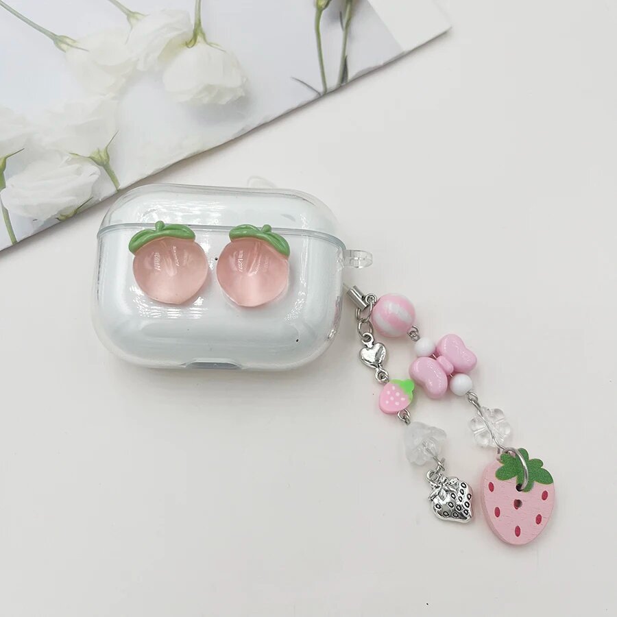 Силиконовый чехол с подвеской вишня для Realme Buds T310 T300 T110 T100 T01 For Realme buds T300, A4