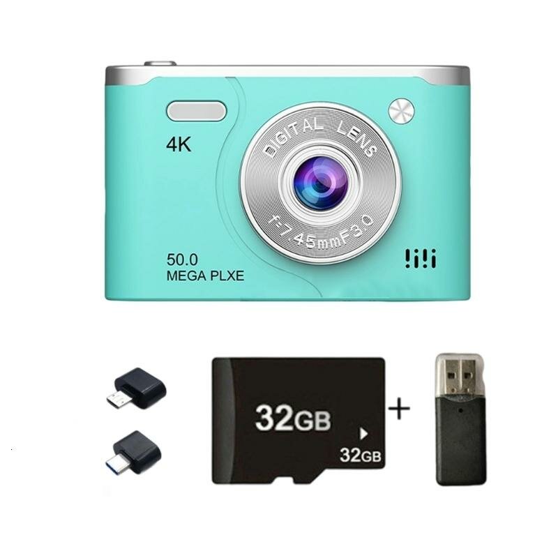 Цифровая камера 4K 6400 Вт, 8-кратный зум, ночное видение, Зеленый