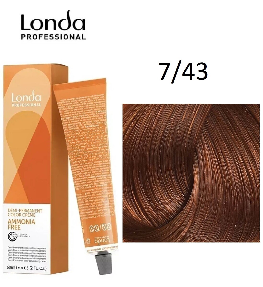 Londa Professional 7/43 LondaColor Тонирующая крем-краска без аммиака блонд медно-золотистый, 60 мл