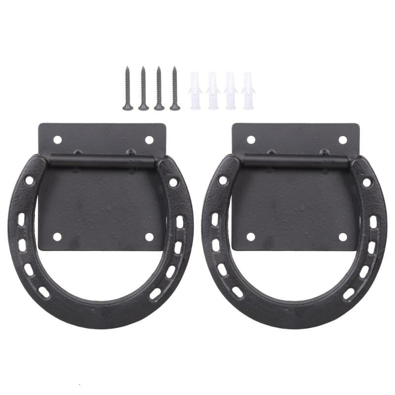 Крепежные кольца для лошадей с винтами, 2 шт, Черный