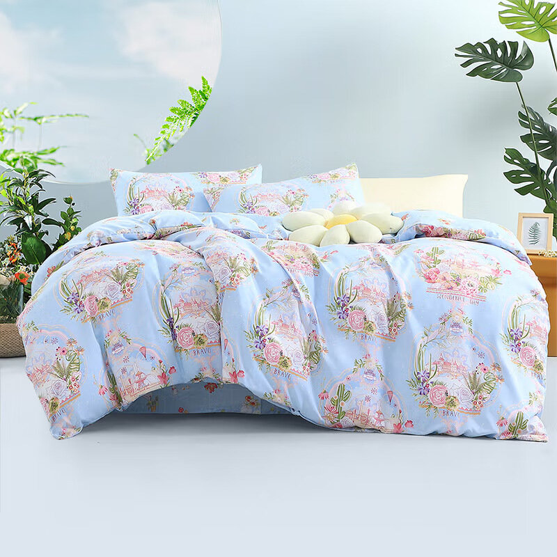 Комплект постельного белья Fuanna Home Textiles: четырехпредметный комплект с простыней и пододеяльником, утолщенный трехпредметный комплект для домашнего использования, комплект из ворсованной ткани для общежития.