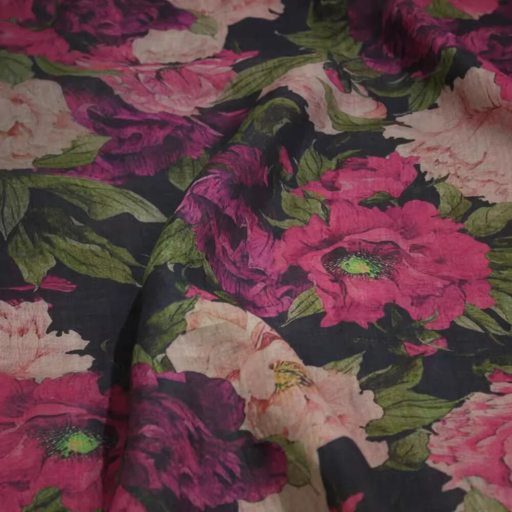 Рами ткань с цветочным принтом 1 метр